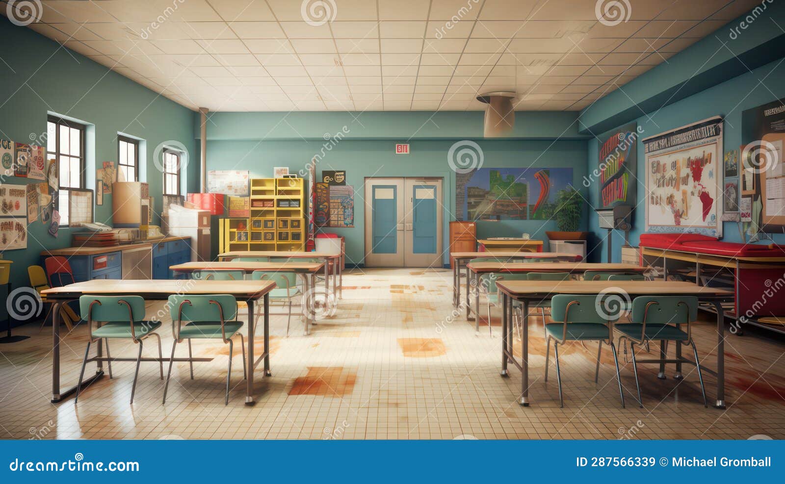 Empty Classroom in a School Created with Generative AI Stock ...