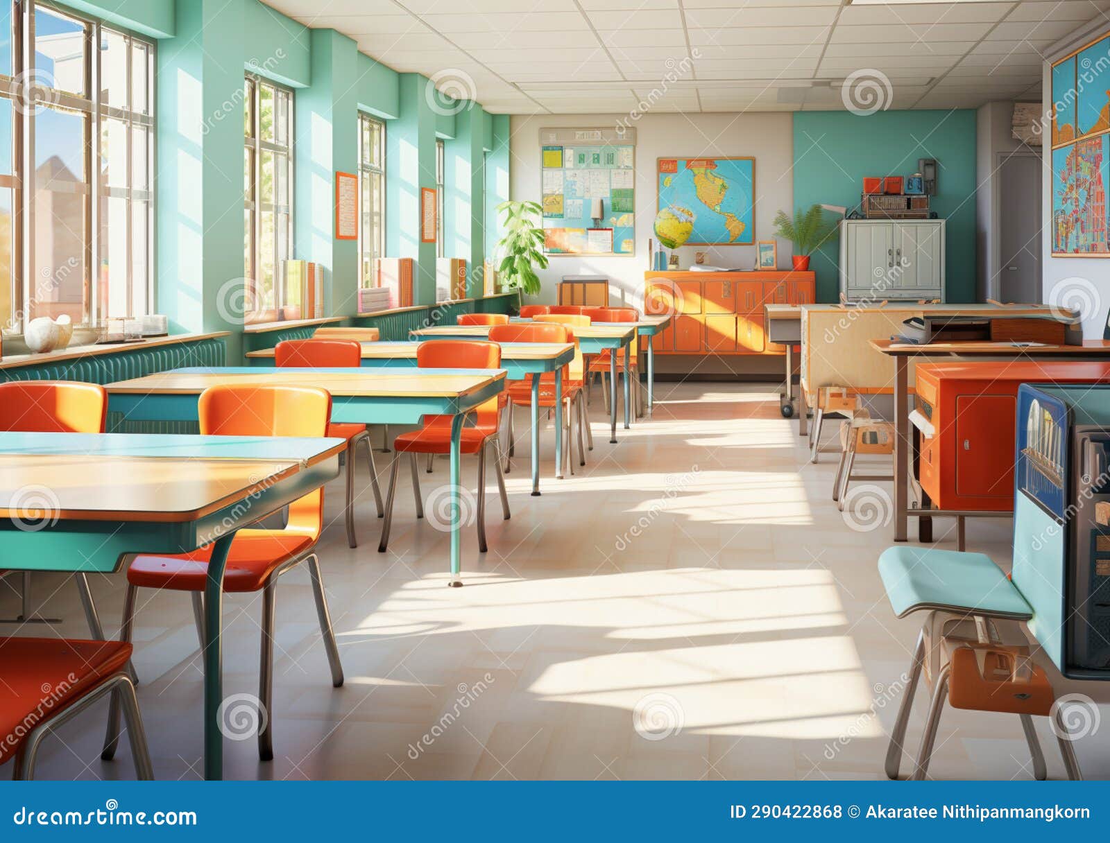 Empty Classroom School without Student or Teacher, Empty Chair and ...