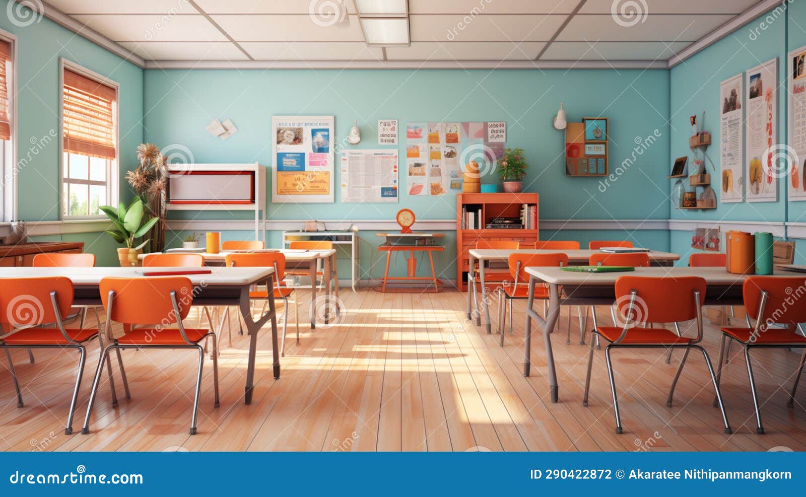 Empty Classroom School without Student or Teacher, Empty Chair and ...