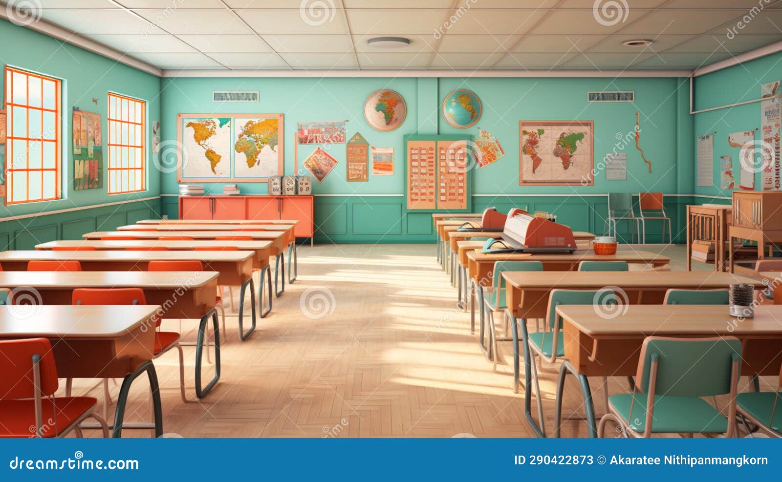 Empty Classroom School without Student or Teacher, Empty Chair and ...