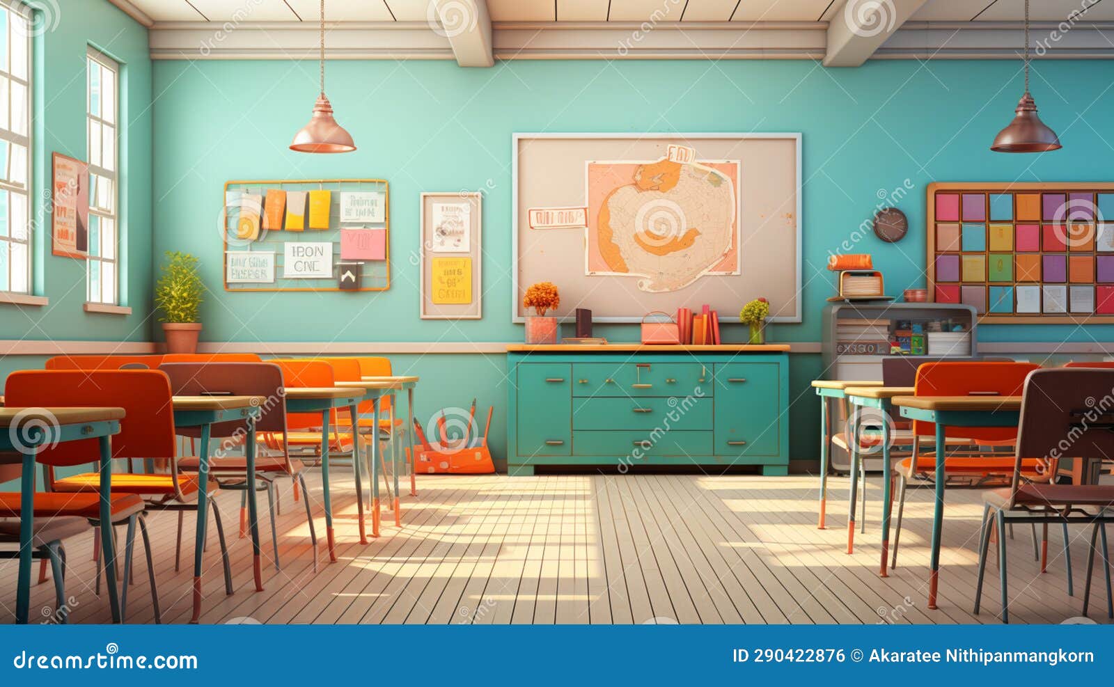 Empty Classroom School without Student or Teacher, Empty Chair and ...