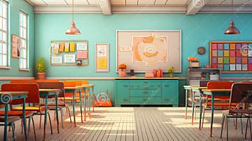 Empty Classroom School without Student or Teacher, Empty Chair and ...