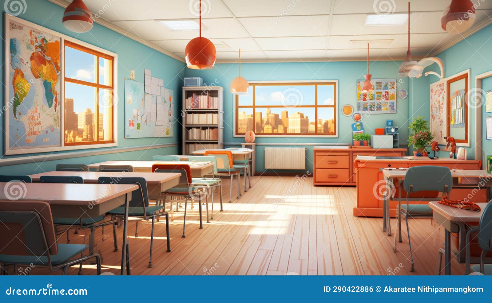 Empty Classroom School without Student or Teacher, Empty Chair and ...