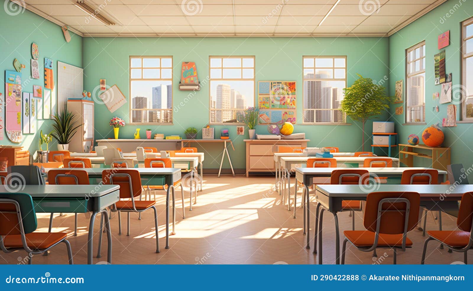 Empty Classroom School without Student or Teacher, Empty Chair and ...