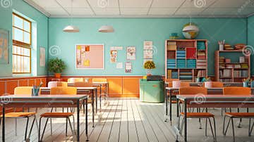 Empty Classroom School without Student or Teacher, Empty Chair and ...