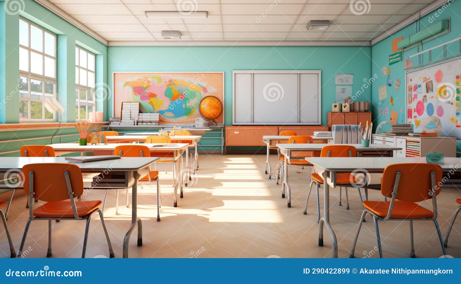 Empty Classroom School without Student or Teacher, Empty Chair and ...