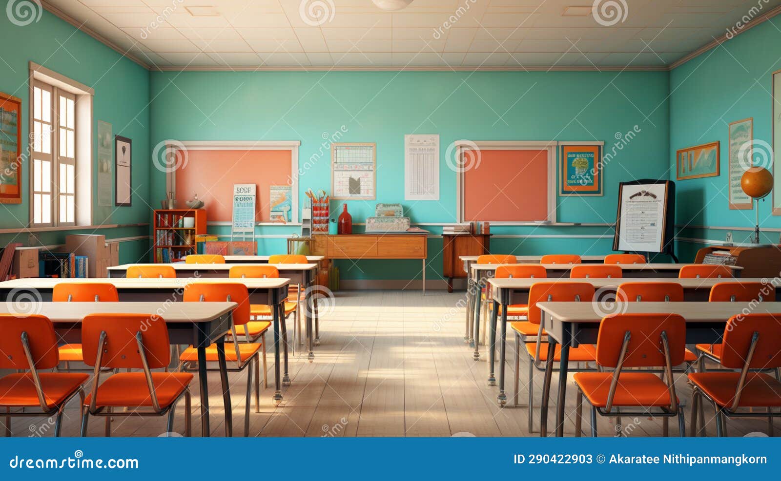 Empty Classroom School without Student or Teacher, Empty Chair and ...