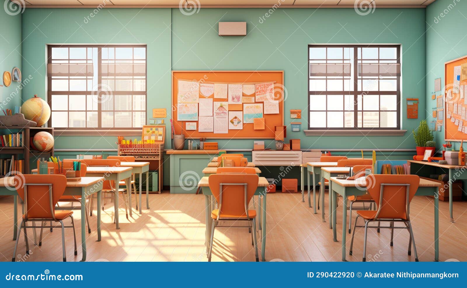 Empty Classroom School without Student or Teacher, Empty Chair and ...