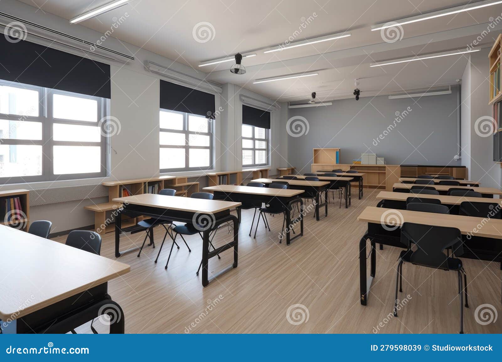 Empty Classroom with Sleek and Modern Furniture for Modern Learning ...