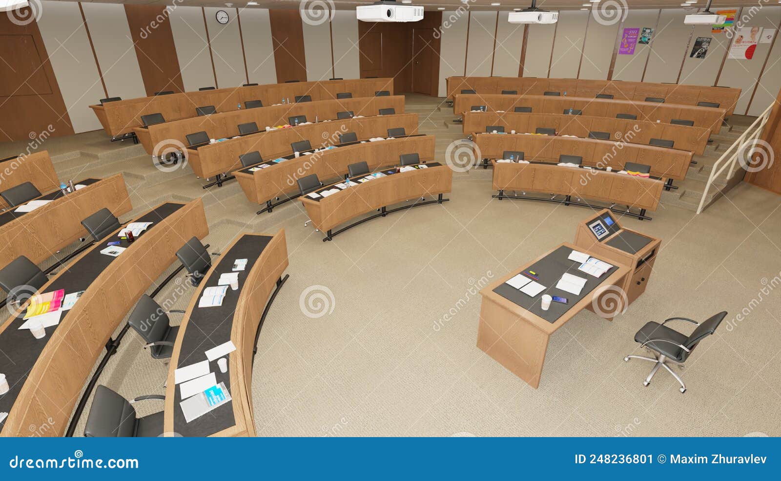 Empty Classroom University or Collage Back To School 3d Illustration ...