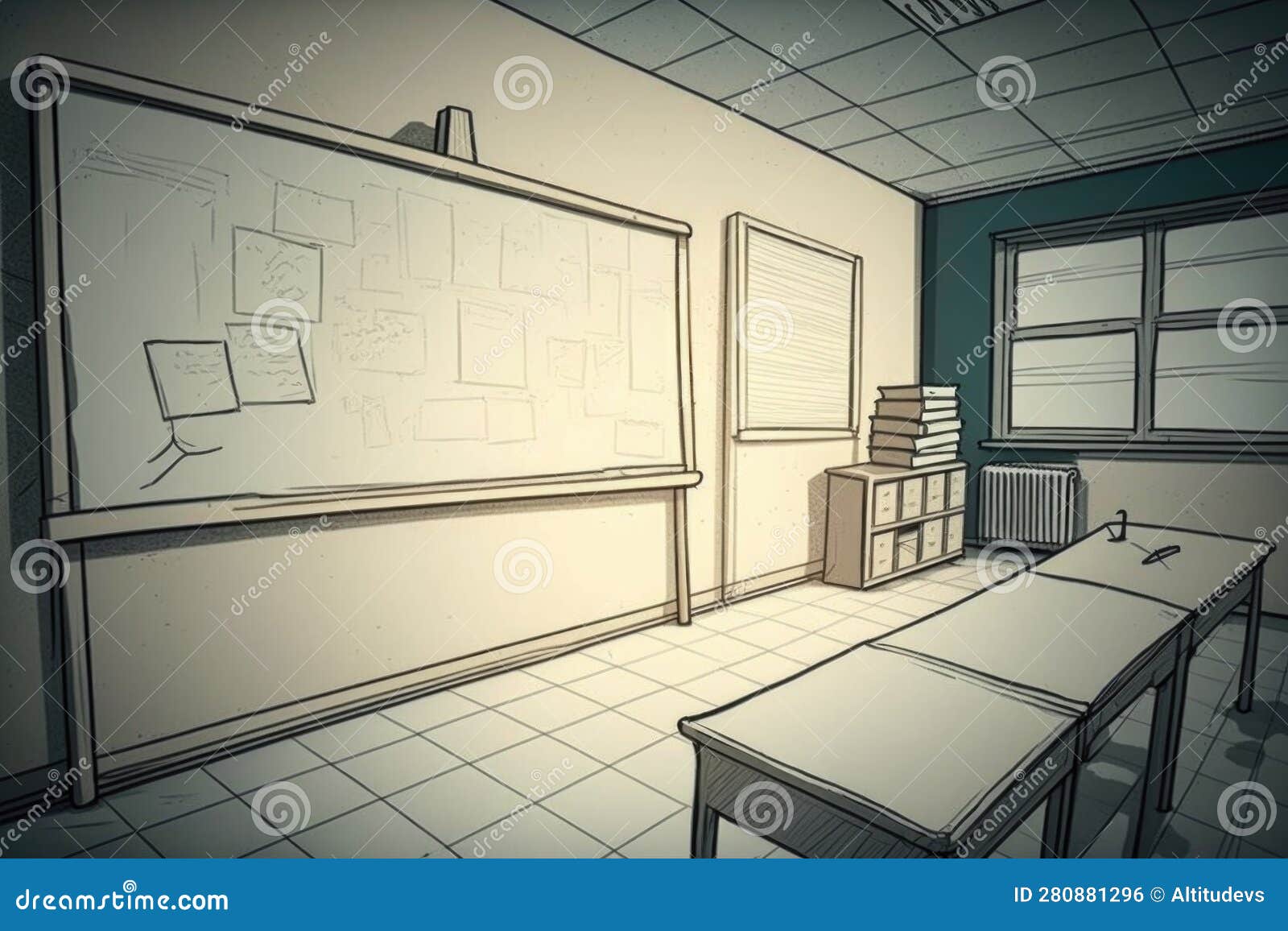 Empty Classroom with Whiteboard, Ready To Be Filled with Students Notes ...