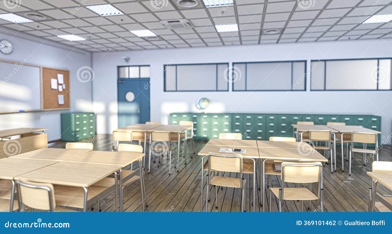Empty Classroom Interior, Vector Flat Illustration. School Furniture ...