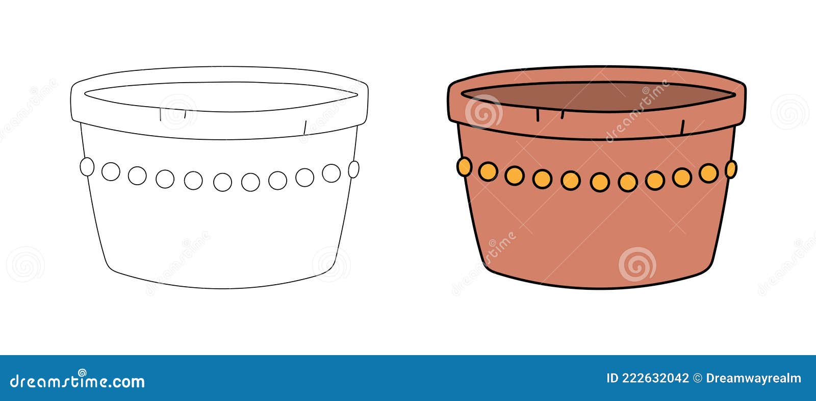 Empty Clay Flower Pot in a Simple Flat Graphic Outline Style Stock ...