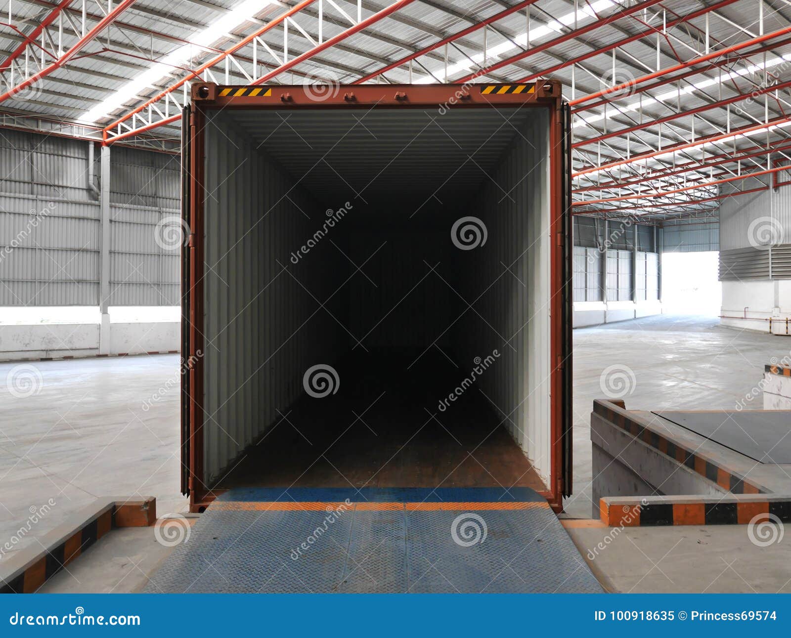 An Empty 40 Feet Container Ready for Loading at the Warehouse Stock ...