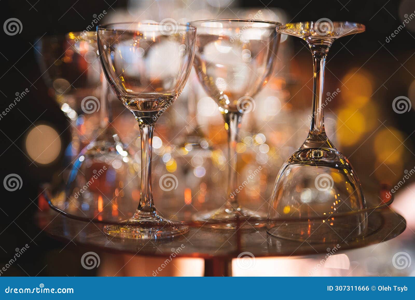 Empty Clean Glass Glasses for Alcoholic Drinks in a Restaurant on a Bar ...