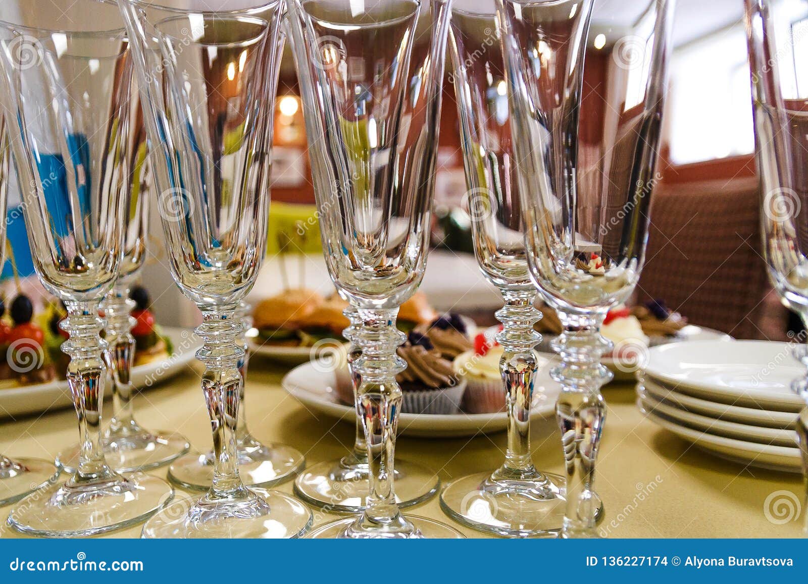 Empty clean glass glasses stock photo. Image of background - 136227174