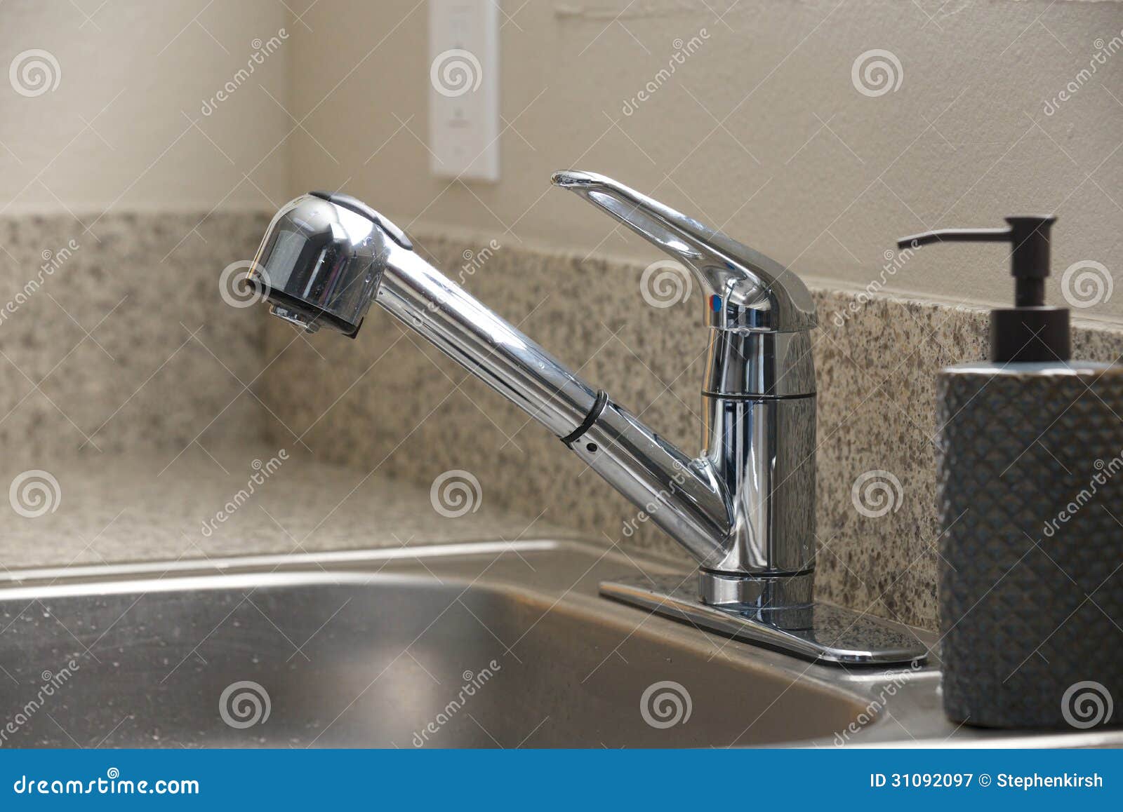 Empty Clean Kitchen Sink and Soap Dispenser Stock Image - Image of ...