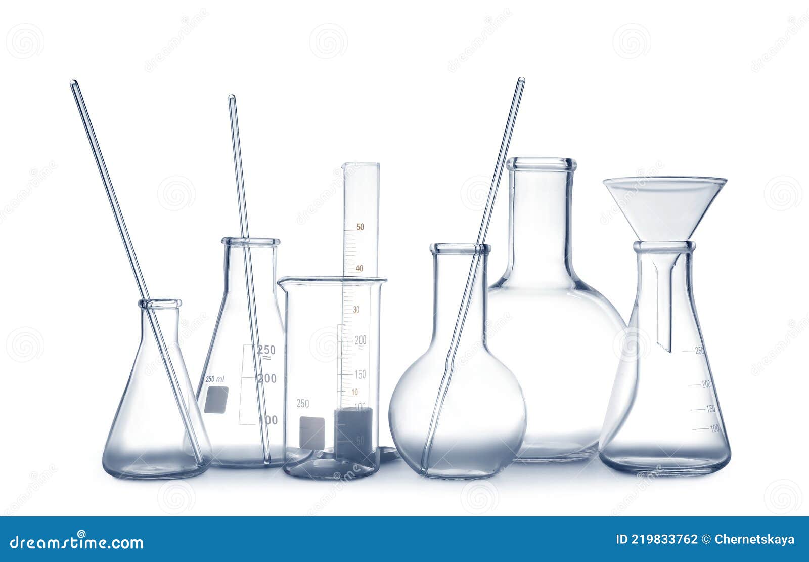 Empty Clean Laboratory Glassware on White Background Stock Photo ...