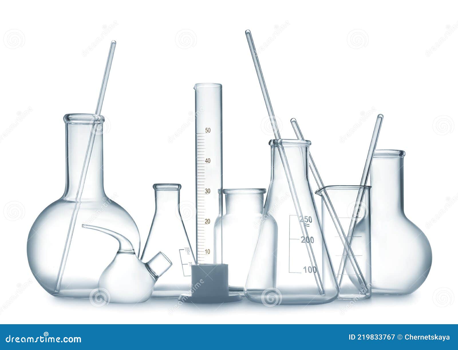 Empty Clean Laboratory Glassware on White Background Stock Image ...