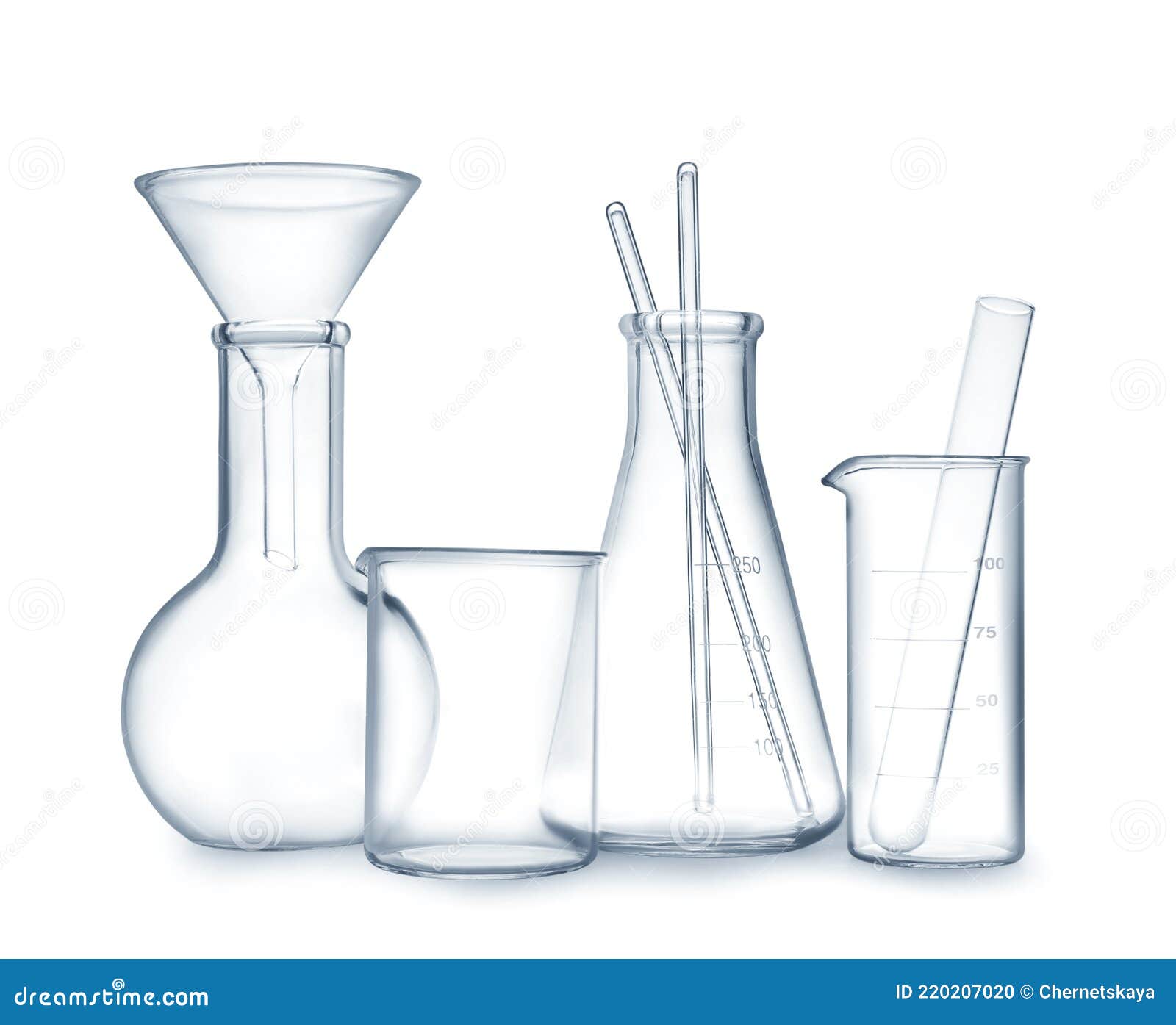Empty Clean Laboratory Glassware on White Background Stock Photo ...