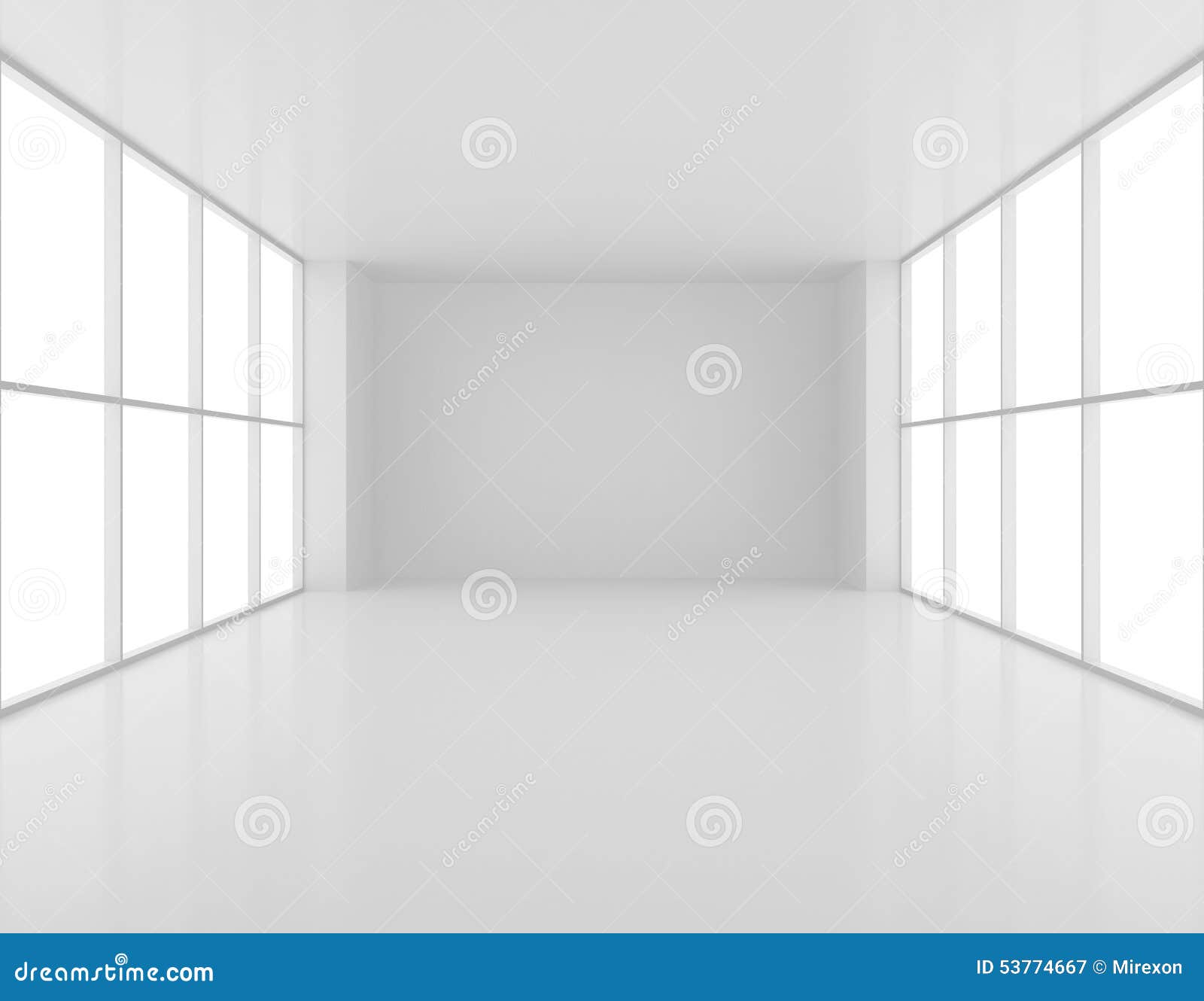 Empty Clean Room with Large Windows Stock Illustration - Illustration ...