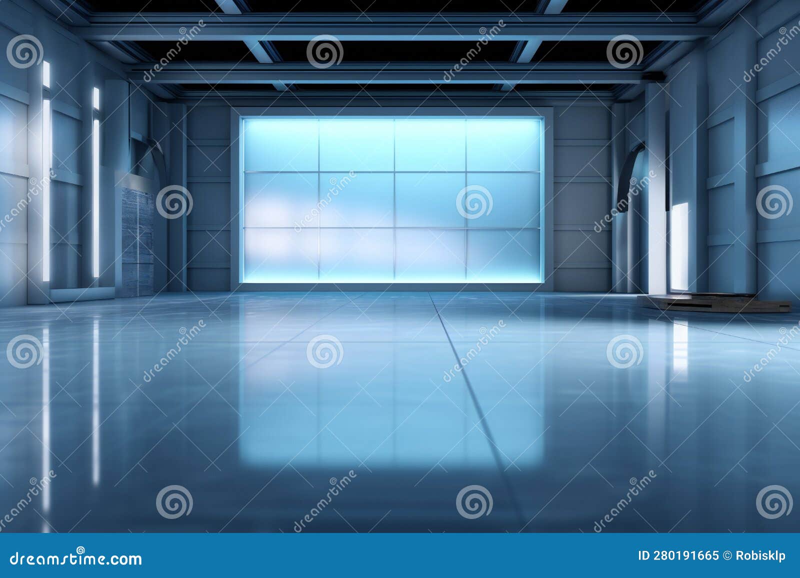 Empty Clean Showcase Room or Studio Stock Illustration - Illustration ...