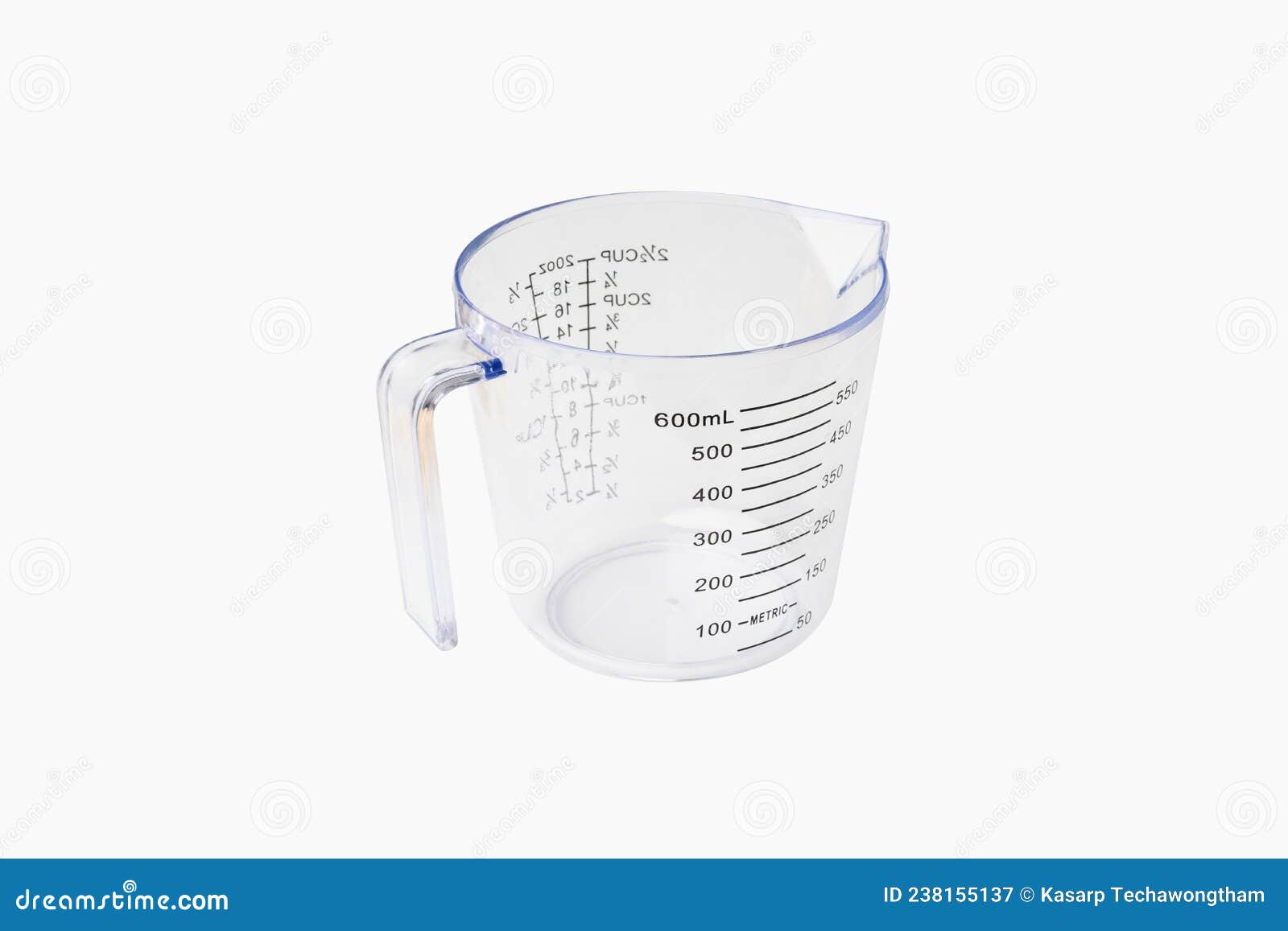 Empty Clear Color Plastic Graduated Measuring Cup or Measuring Jug on ...