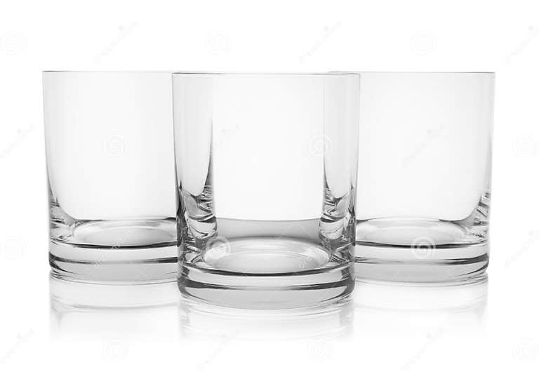 Empty Clear Lowball Glasses on White Stock Image - Image of glassware ...