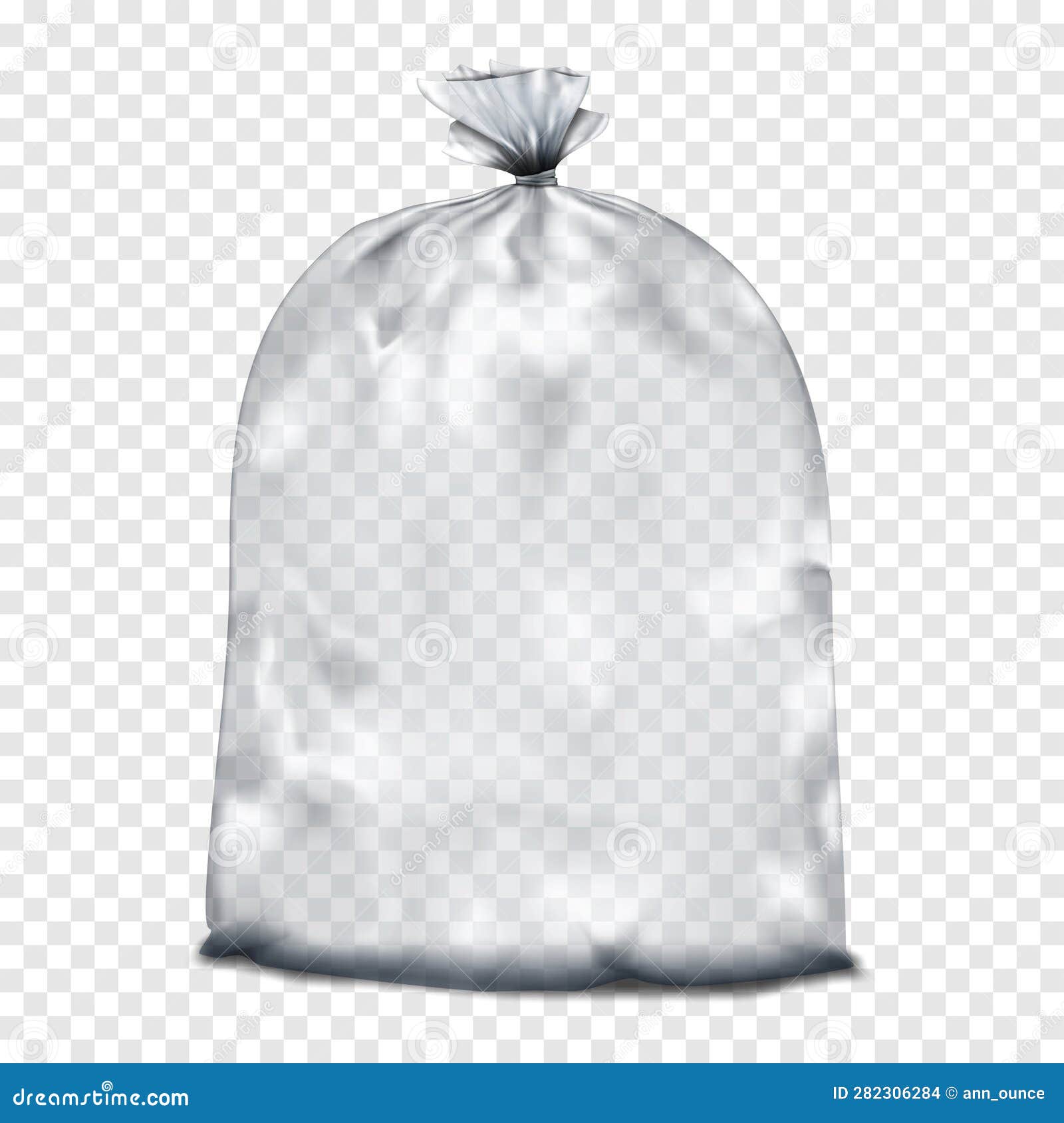 Empty Clear Tied Plastic Bag on Transparent Background Realistic Vector ...