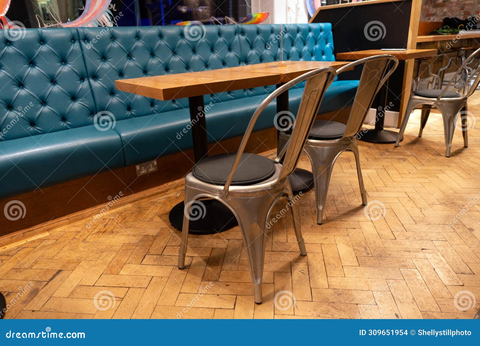 An Empty Closed Cafe with Dining Seats and Table Stock Photo - Image of ...