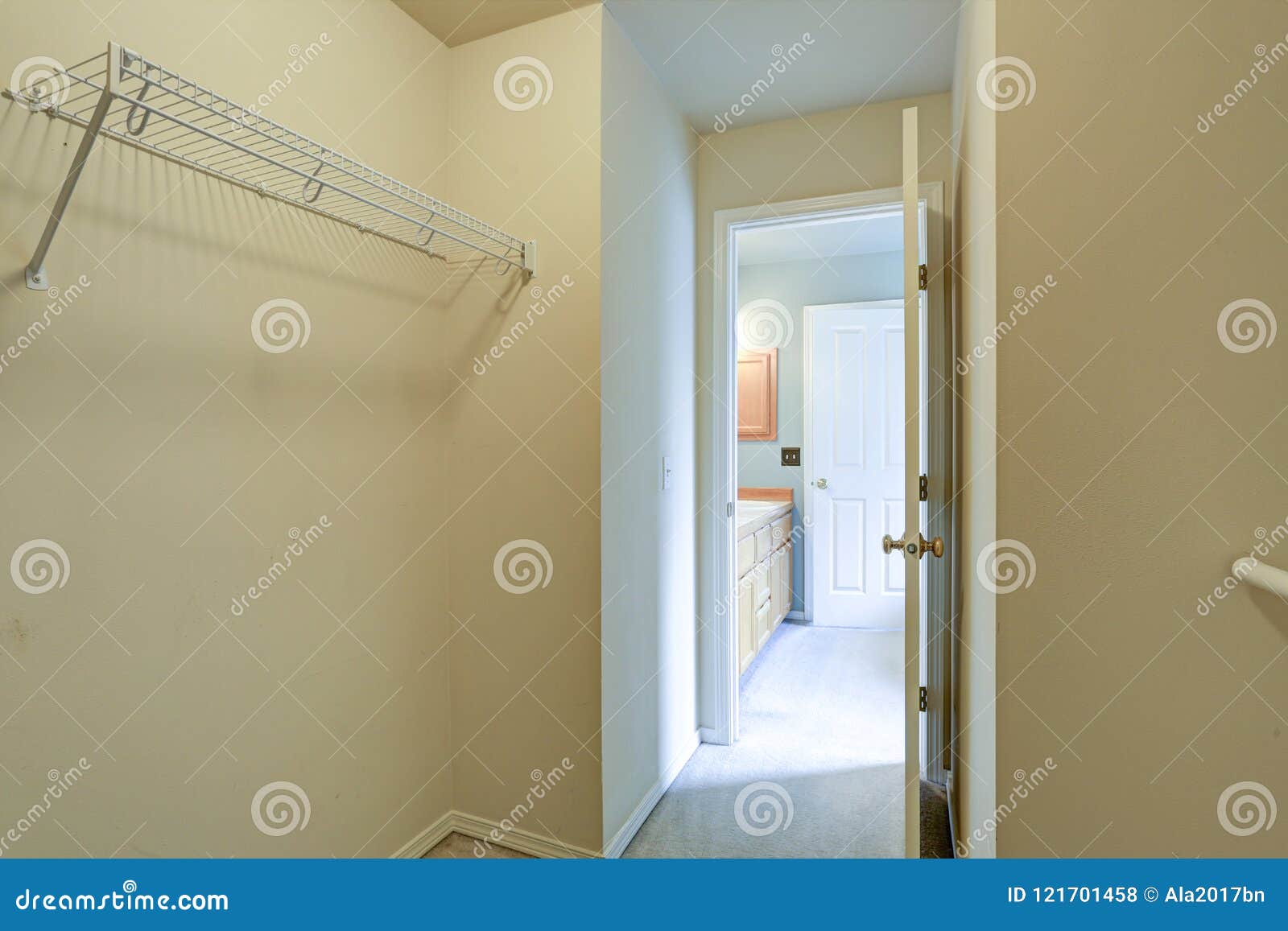 Empty Closet Interior with Wall Mounted Shelves Stock Photo - Image of ...
