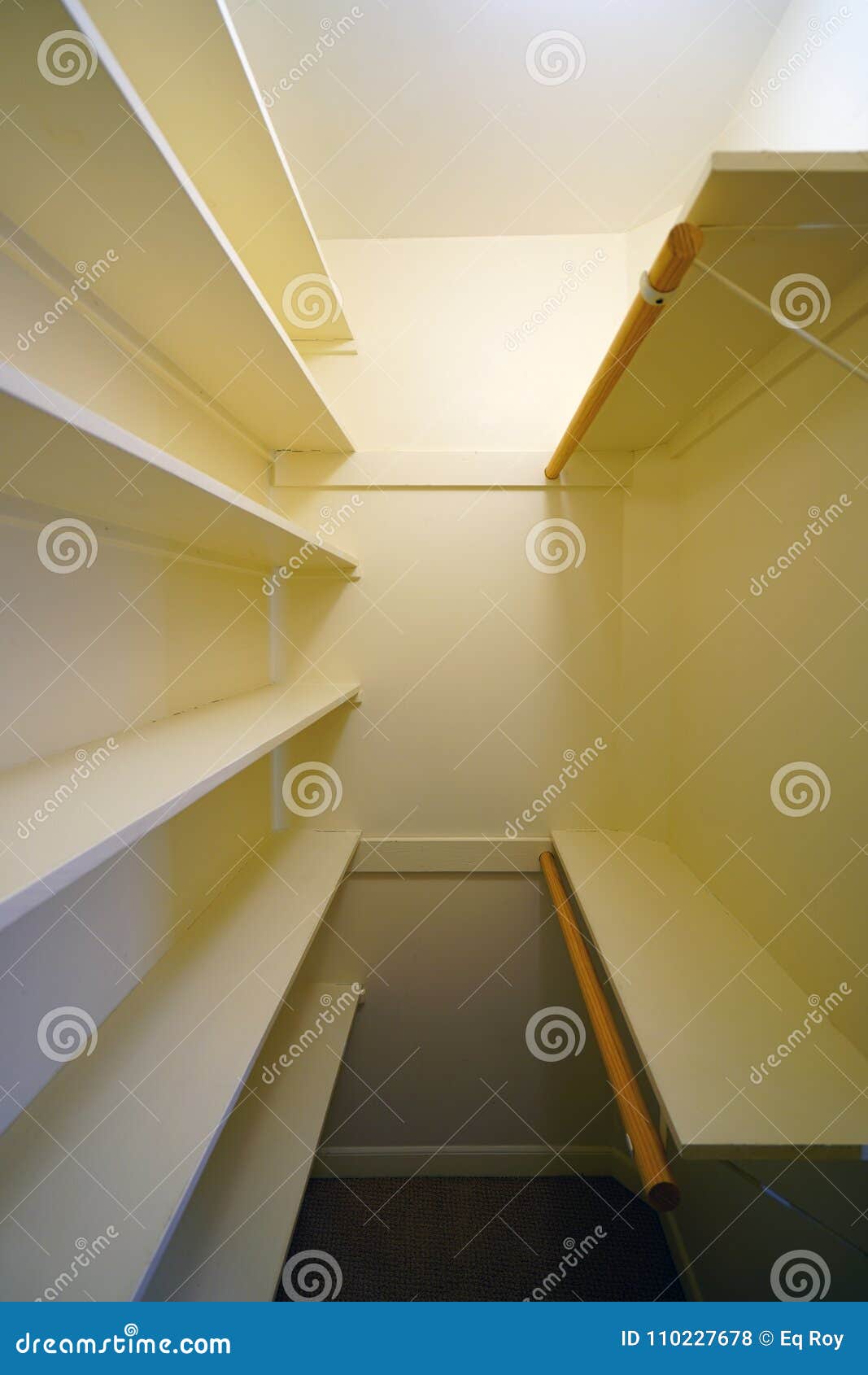 Empty Clothes Closet with Shelves Stock Photo - Image of empty ...