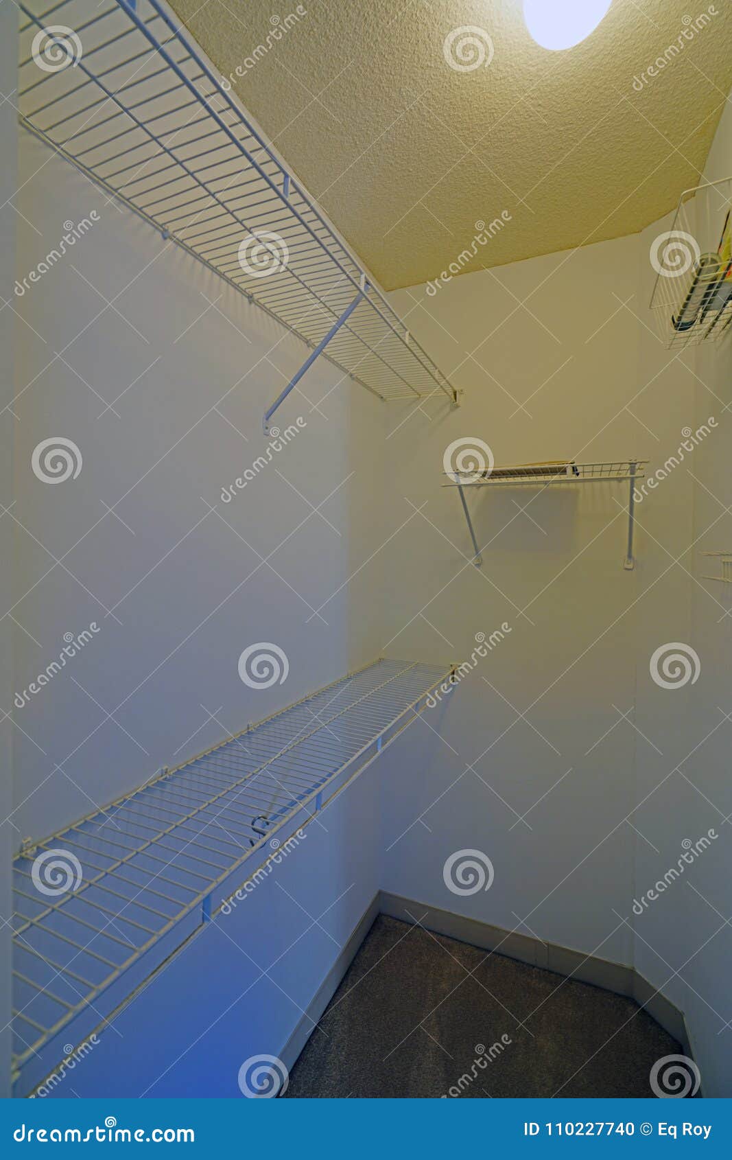 Empty Clothes Closet with Shelves Stock Photo - Image of space ...