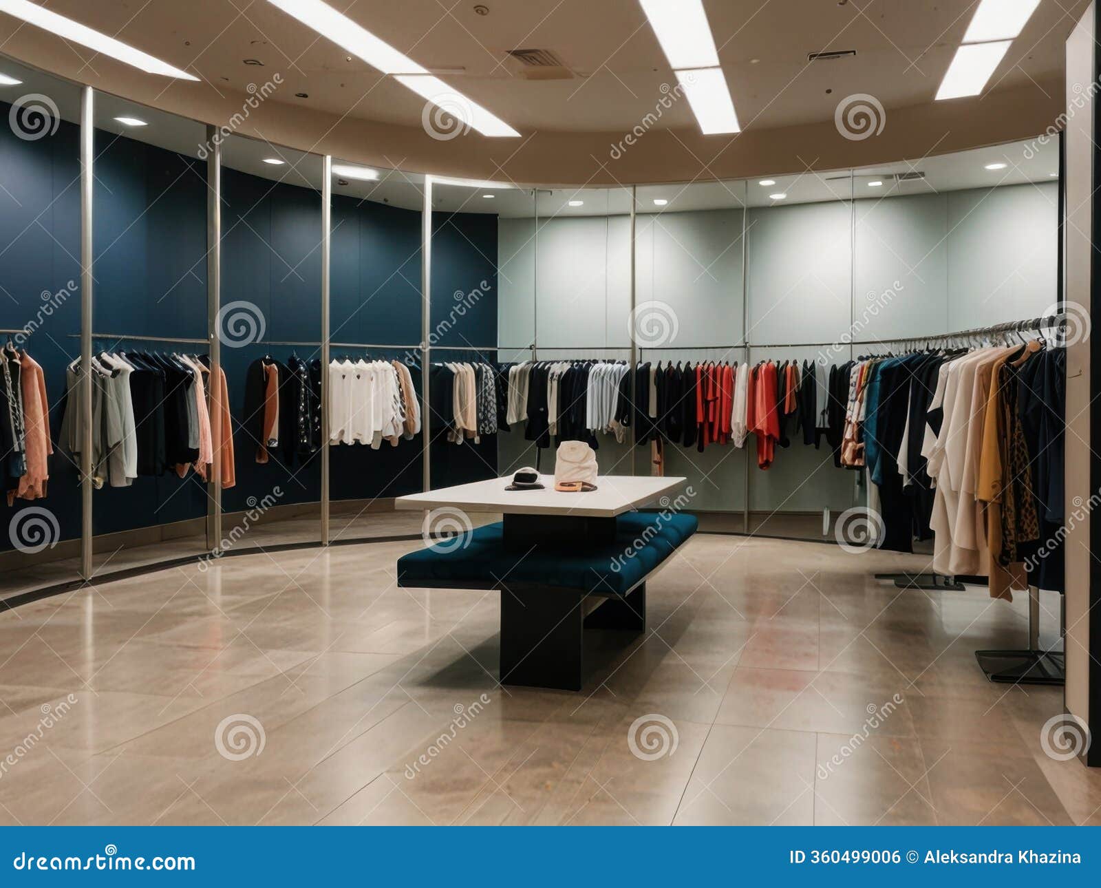 Empty Clothes Shop with Numerous Hangers. Concept Banner for a Shop ...