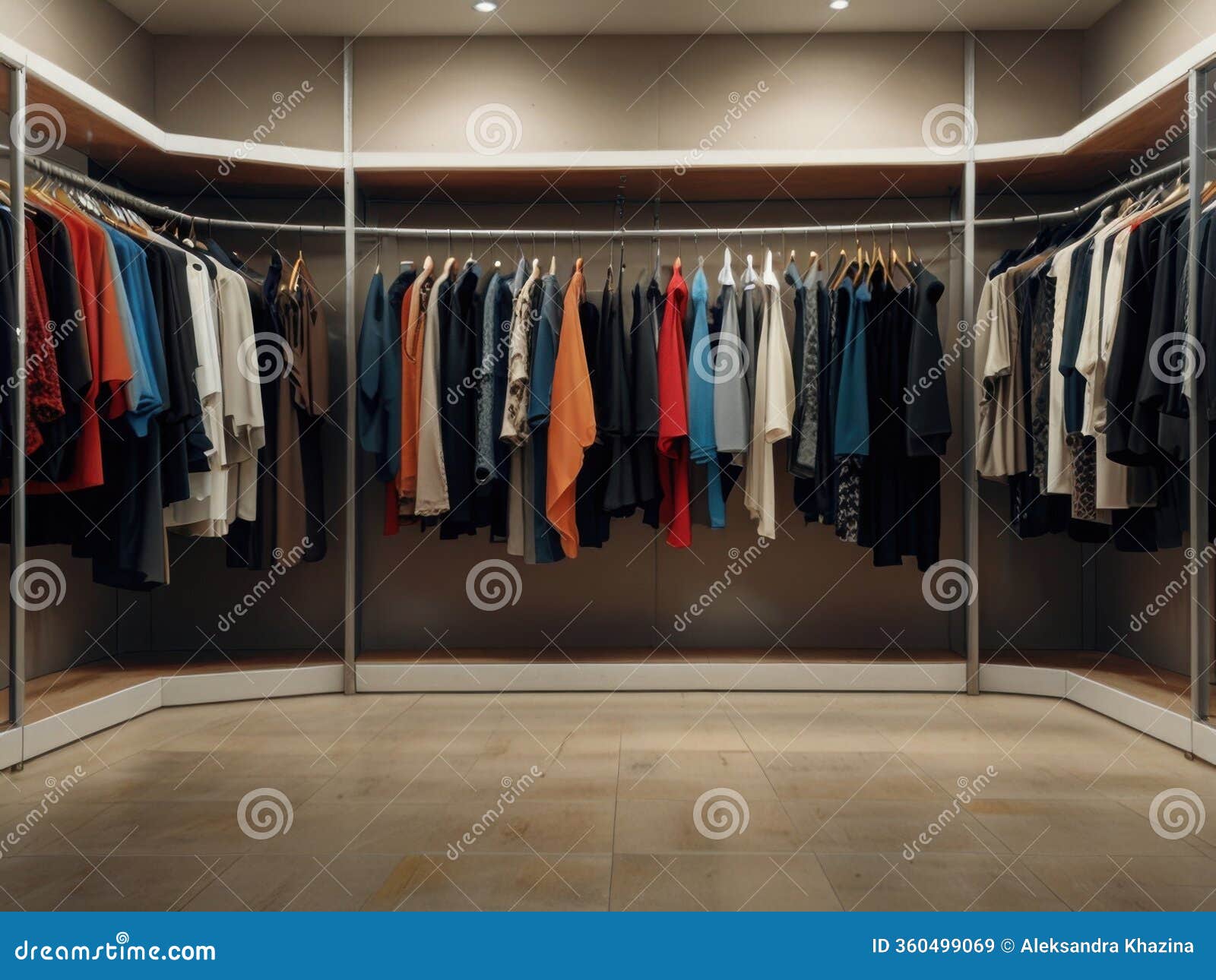 Empty Clothes Shop with Numerous Hangers. Concept Banner for a Shop ...