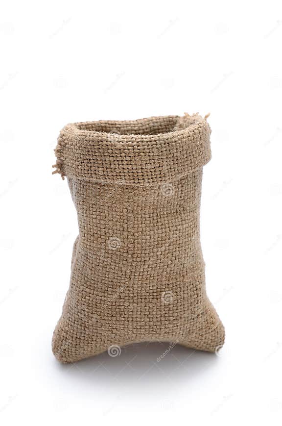 Empty Coarse Cloth Sack Isolated on White Background Stock Image ...