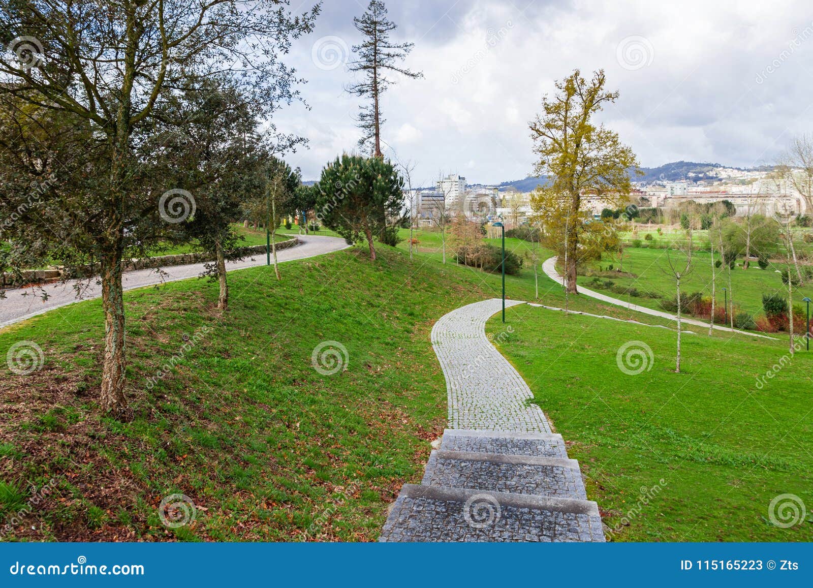 Empty Cobblestone Path, Track, Trail or Pathway through the Trees and ...