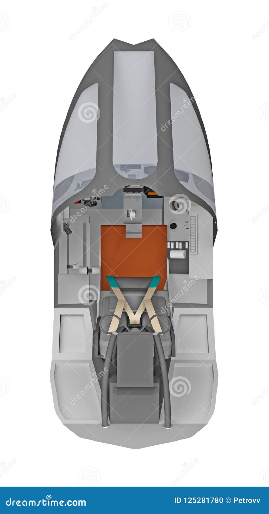 Empty Cockpit Pilot Airplane Top View Isolated on White Stock ...