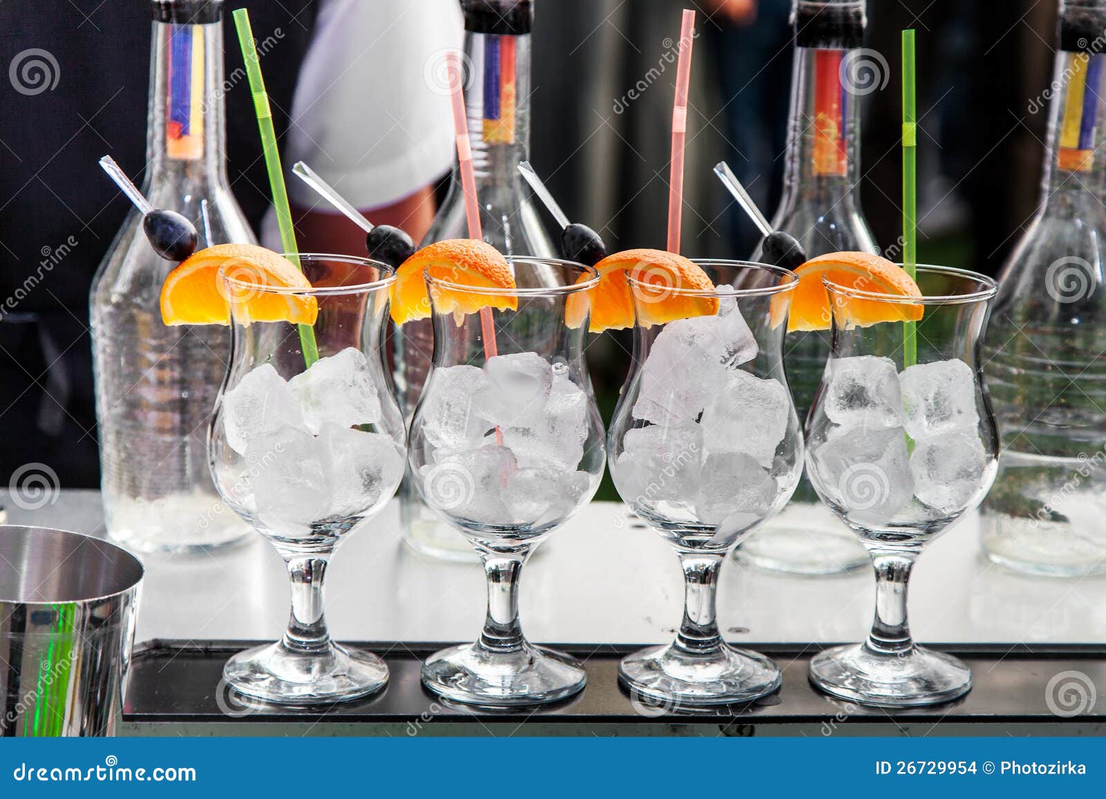 Empty Cocktail Glasses with Ice Stock Photo - Image of cocktail, food ...