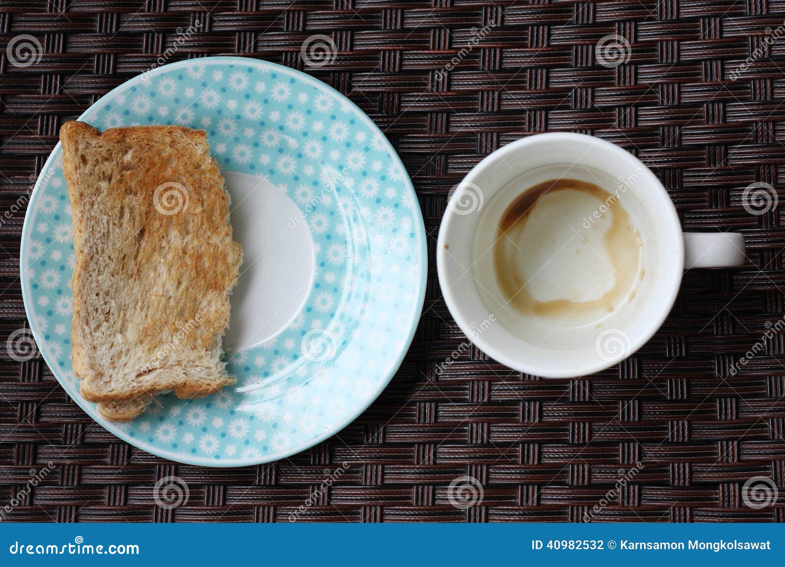 Empty Coffee Cup and Half Toast Stock Photo - Image of dairy, empty ...