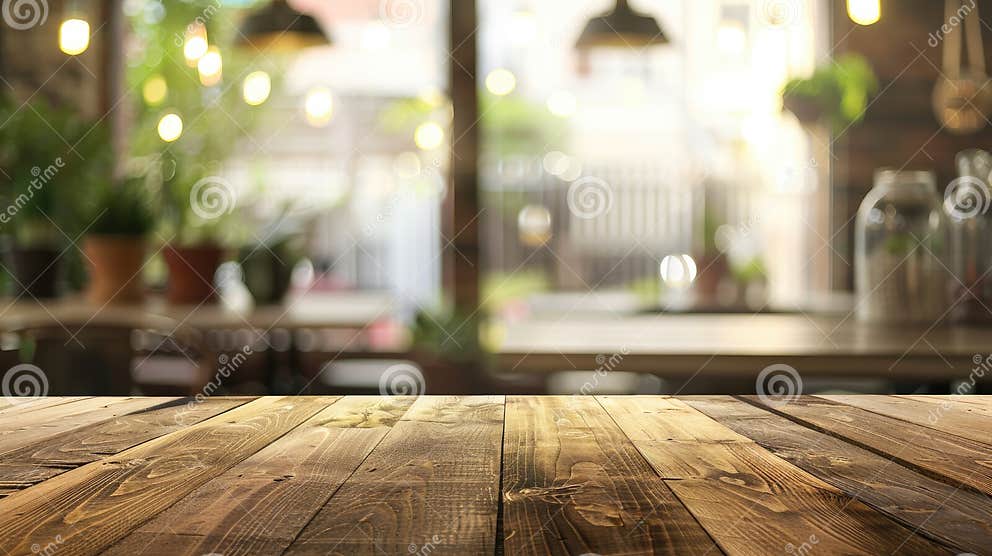 An Empty Coffee Table Against a Defocused Coffee Shop Backdrop ...