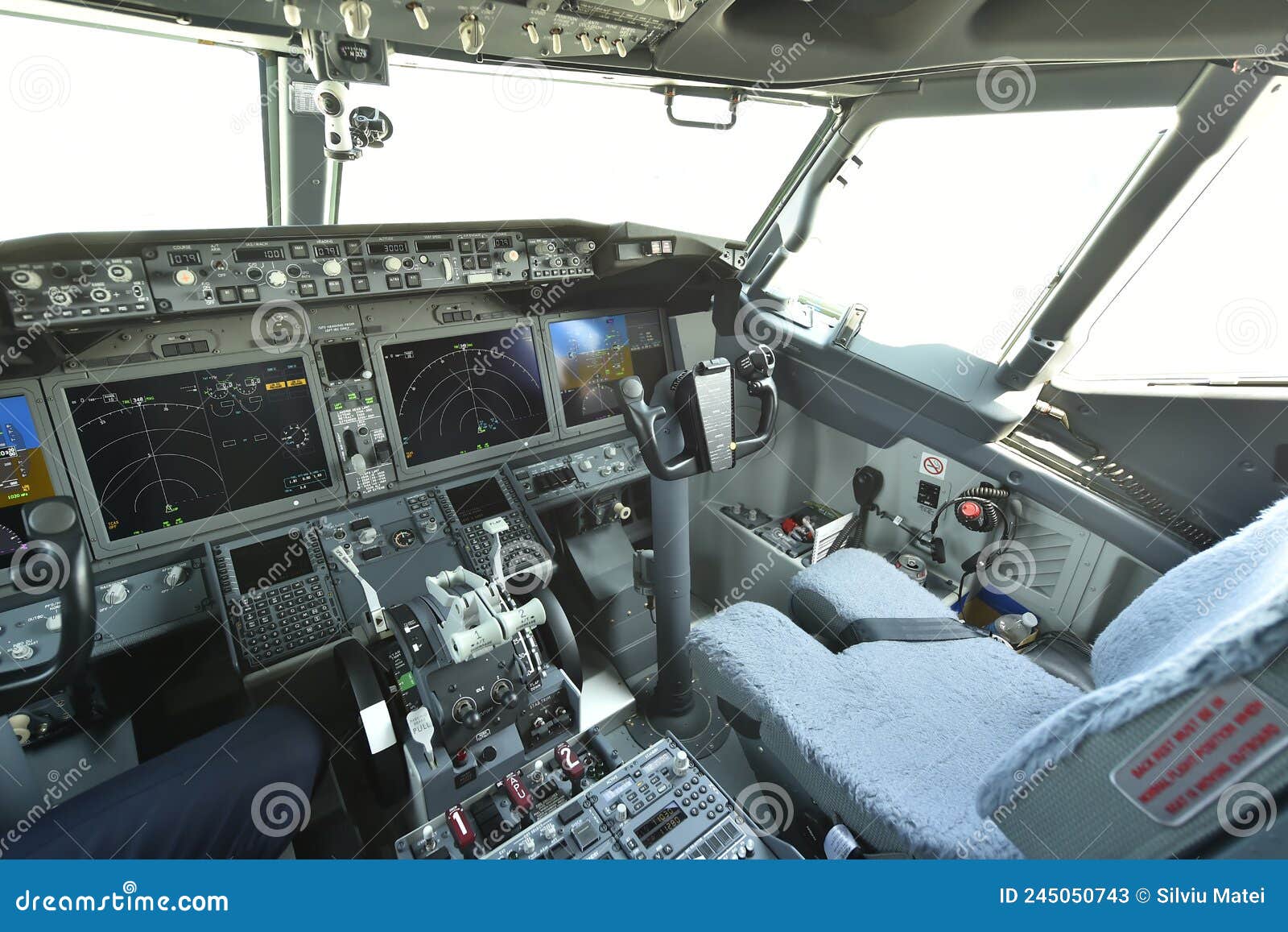 Empty Cokpit Plane, Fly-deck of Modern Airplane Boeing 737-8 Max ...