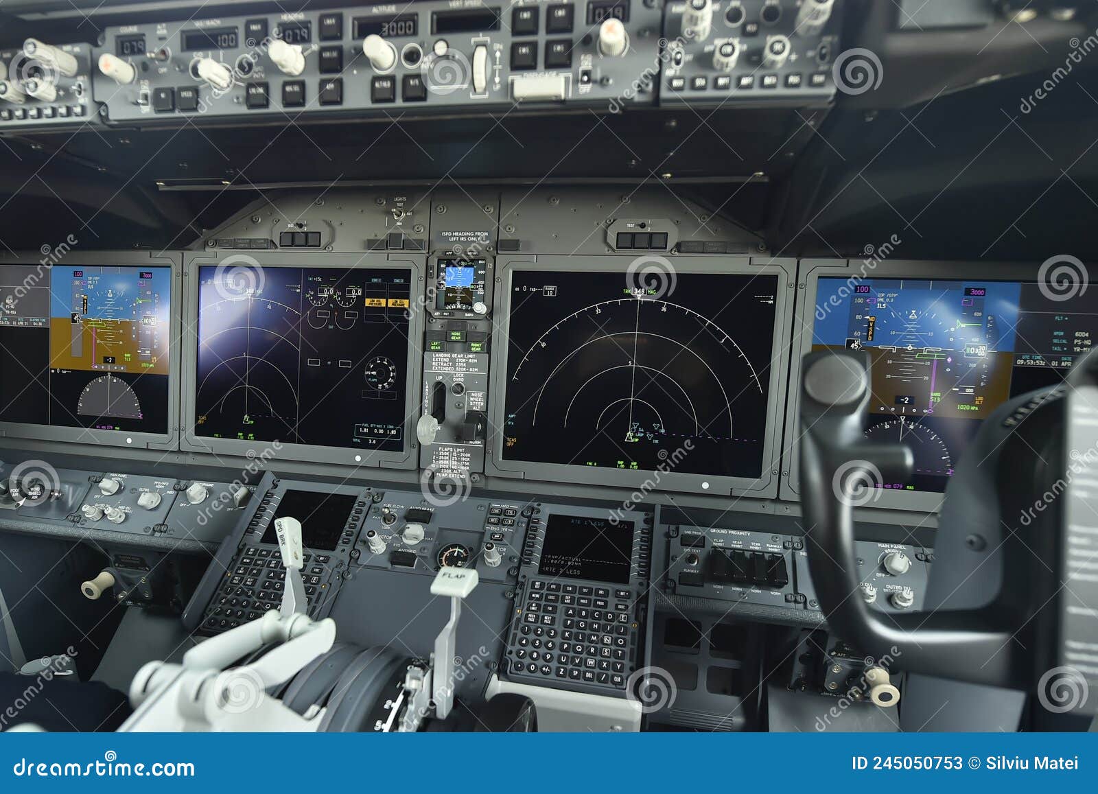 Empty Cokpit Plane, Fly-deck of Modern Airplane Boeing 737-8 Max ...