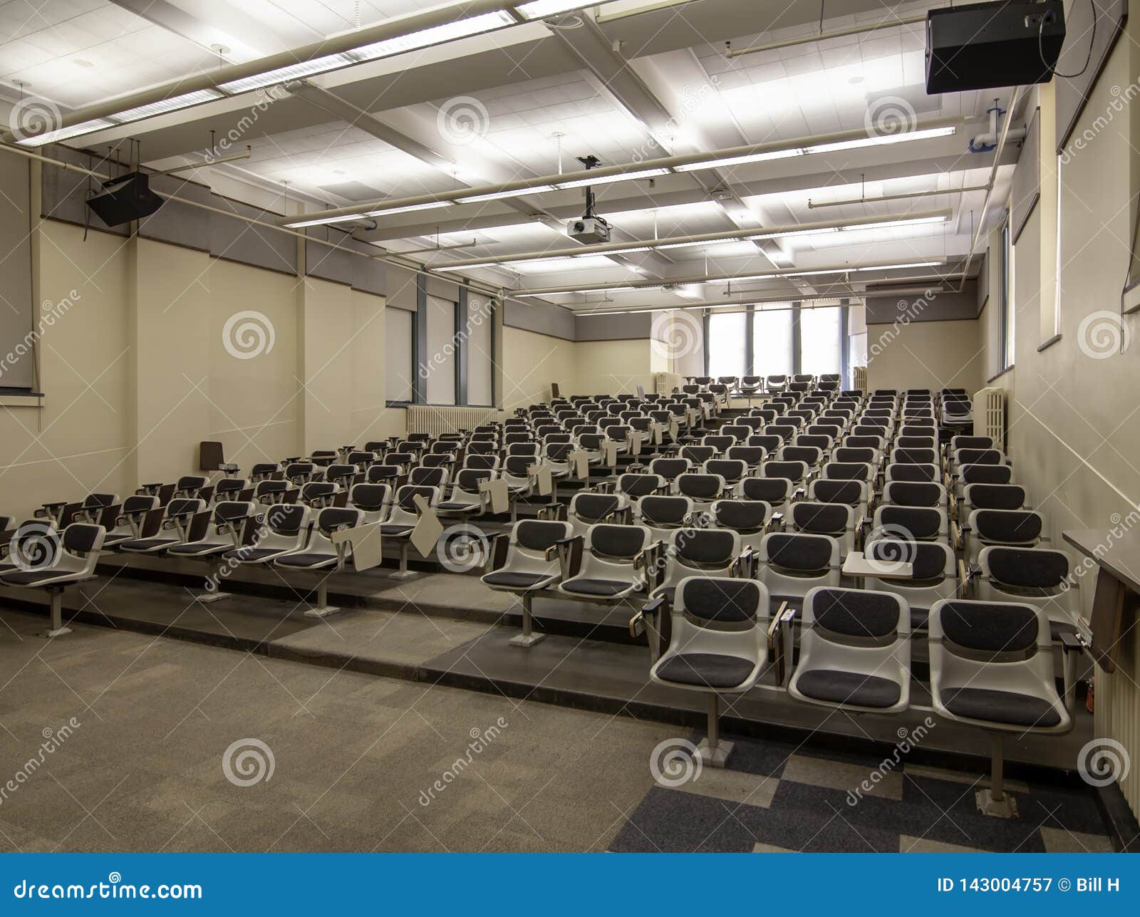 An Empty College Classroom with Rows of Seats Stock Image - Image of ...