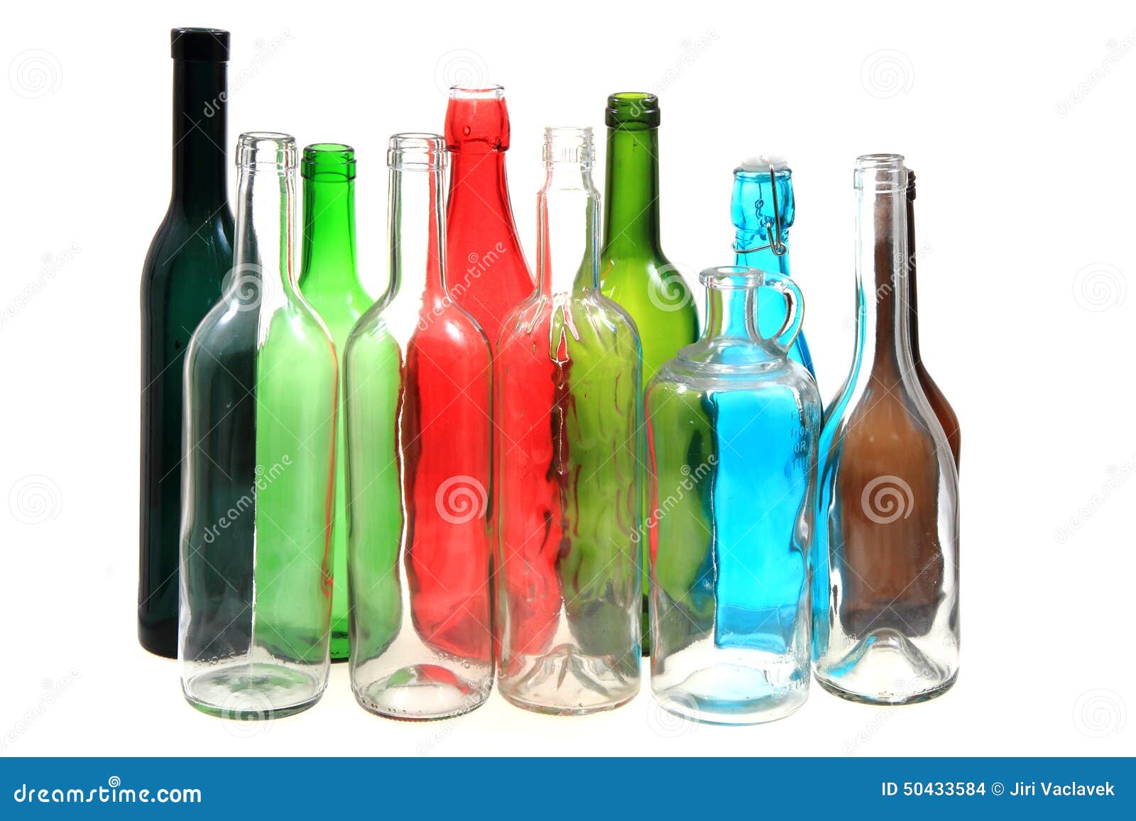 Empty color glass bottles stock photo. Image of beautiful - 50433584
