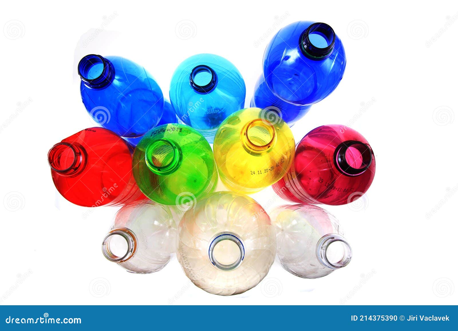 Empty Color Pet Plastic Bottles Isolated Stock Photo - Image of ...