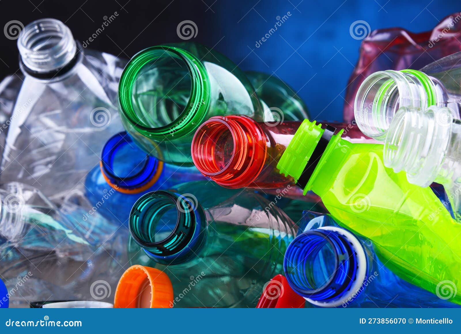 Empty Colored Carbonated Drink Bottles. Plastic Waste Stock Photo ...