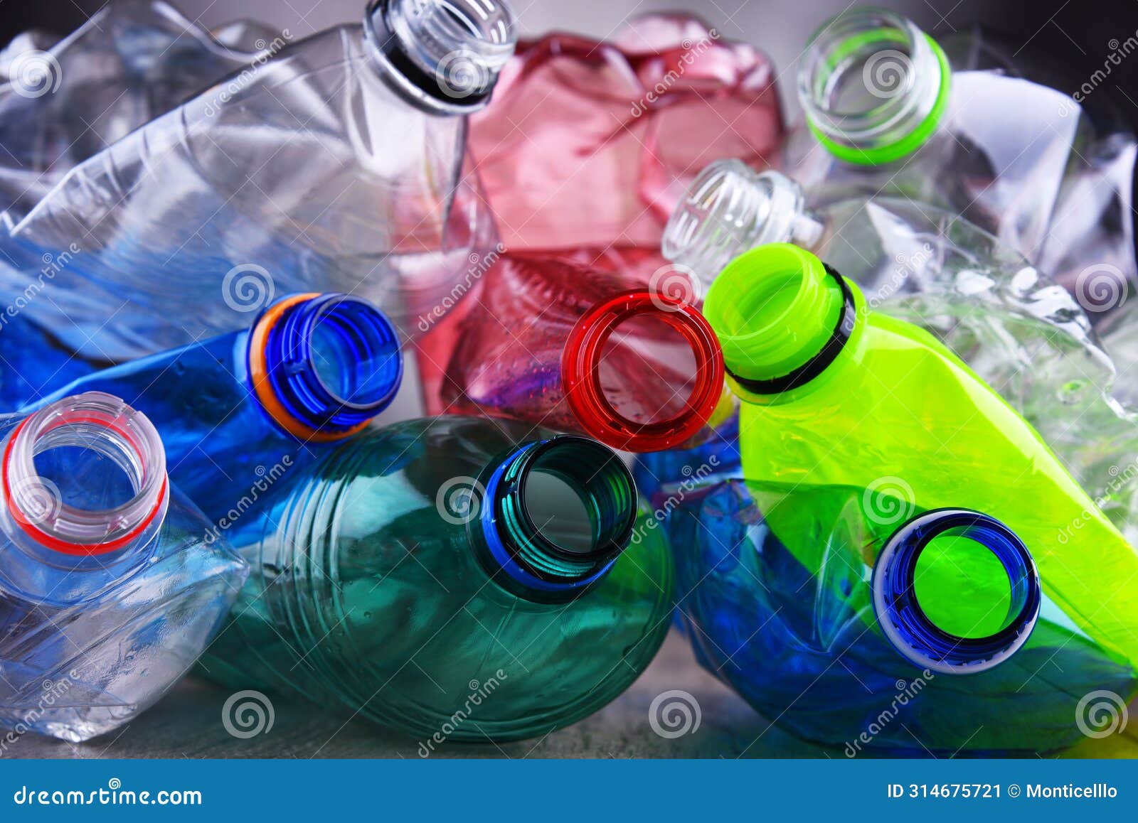 Empty Colored Carbonated Drink Bottles. Plastic Waste Stock Image ...