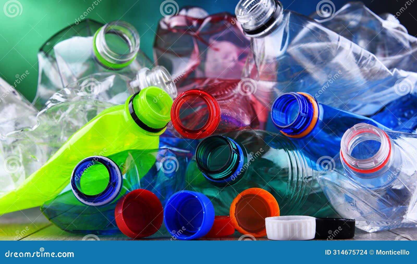 Empty Colored Carbonated Drink Bottles. Plastic Waste Stock Photo ...