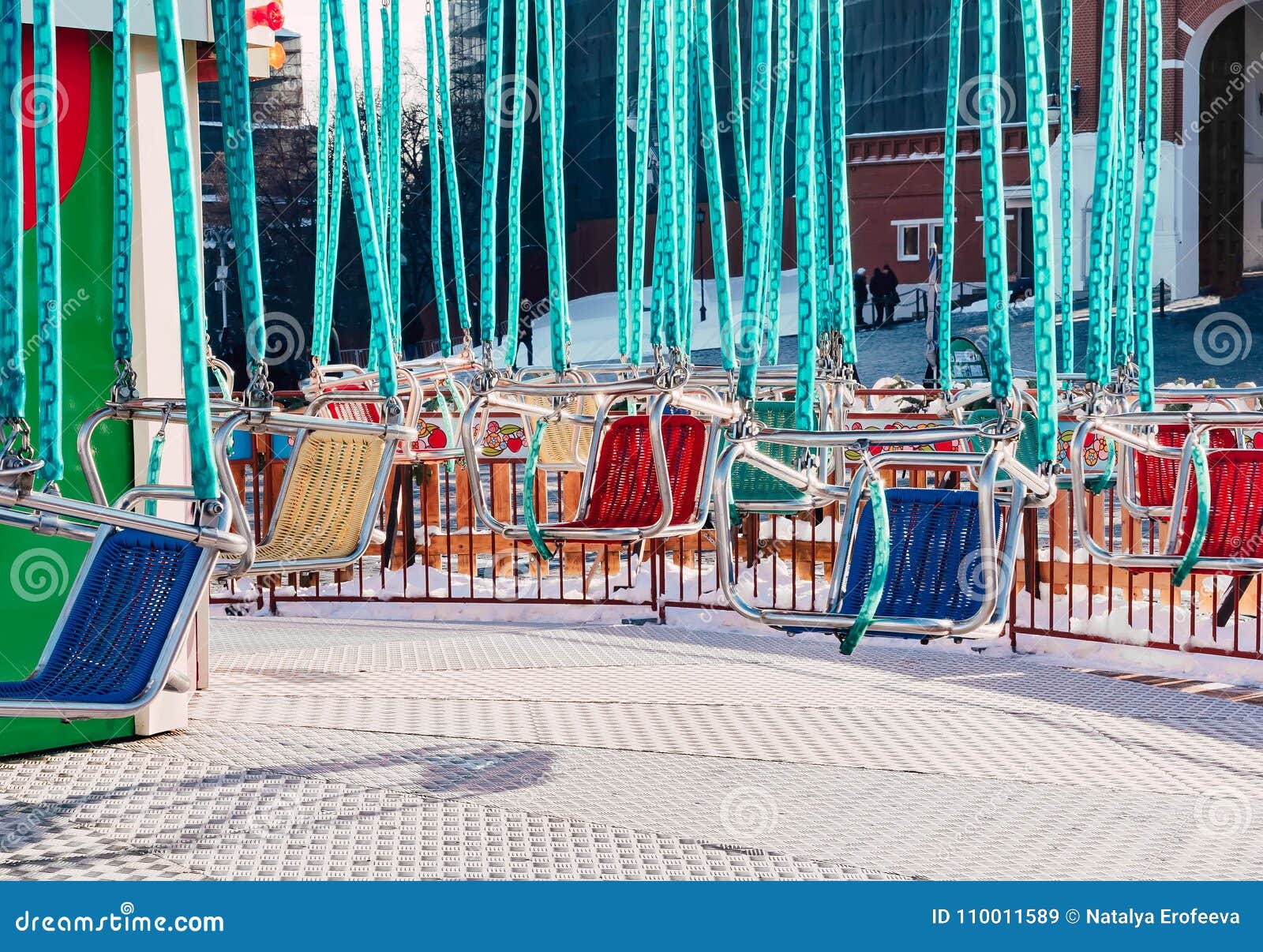 Empty Colored Seats of Carousel Stock Image - Image of color, leisure ...